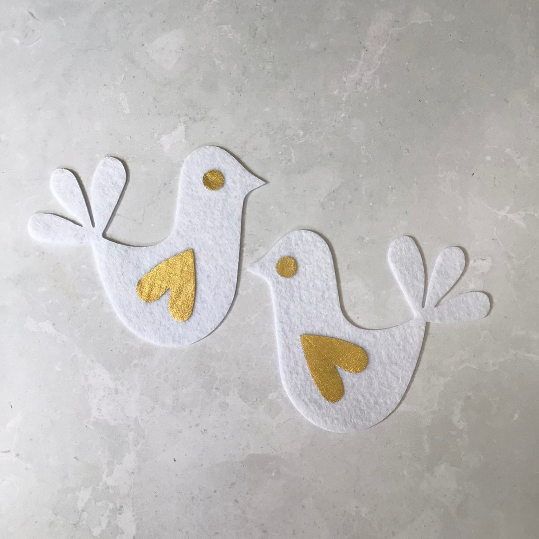 White Felt Doves, 2 Die Cut Felt Turtle Doves - Etsy