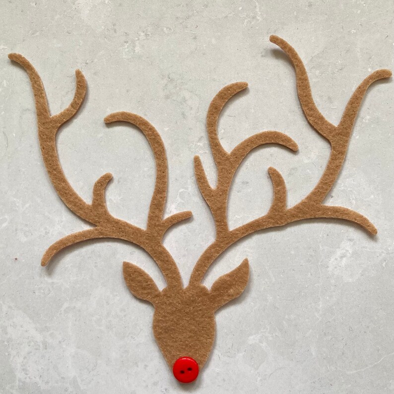 Large Felt Rudolph With Red Button Nose, Die Cut Felt Reindeer - Etsy UK