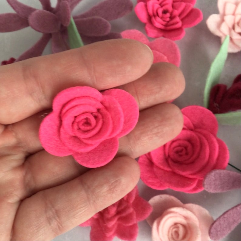 Pink Felt Flower Buttonhole Kit, Die Cut Felt Flowers - Etsy