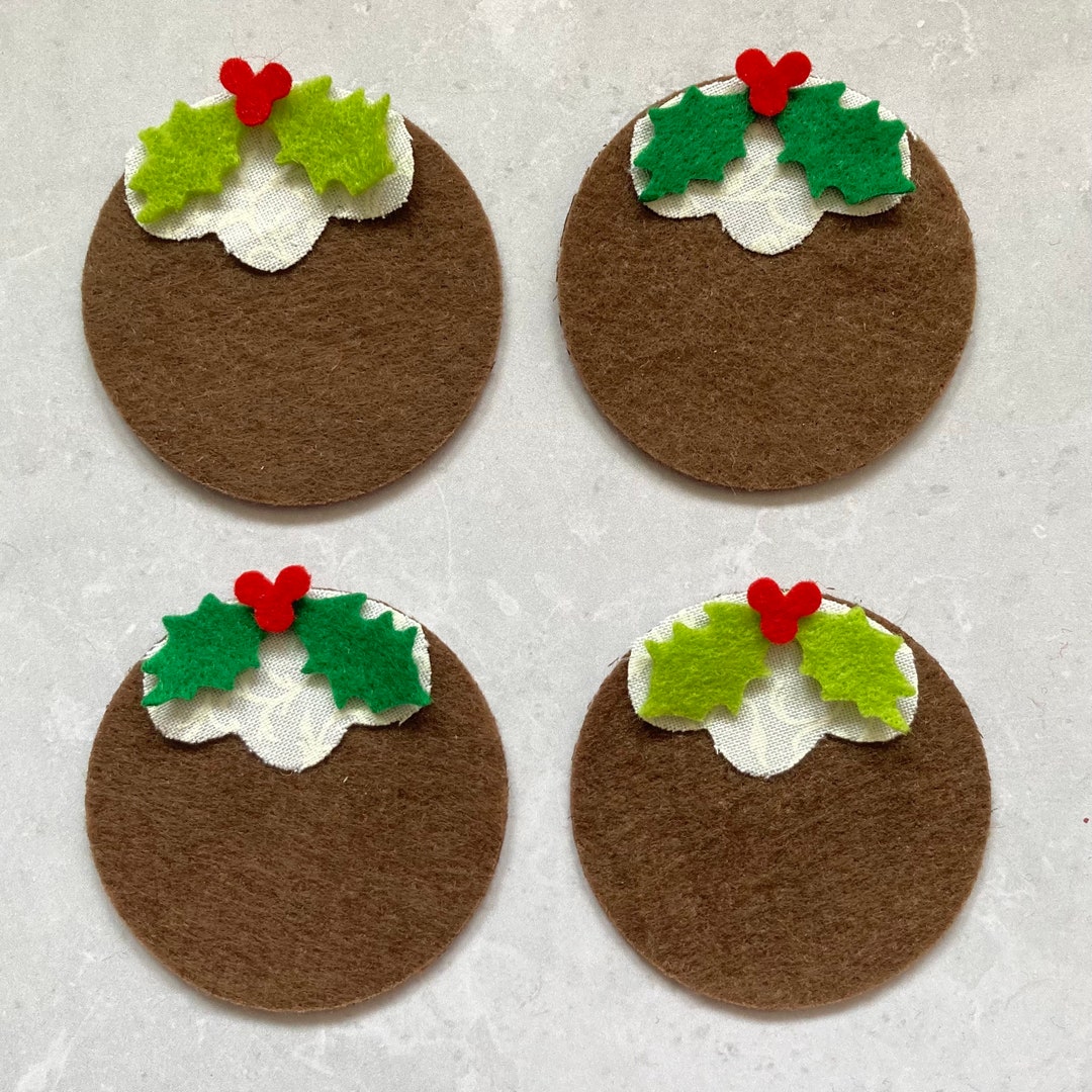 Felt Christmas Pudding Appliqué, Die Cut Shapes, Holiday Craft Supplies ...