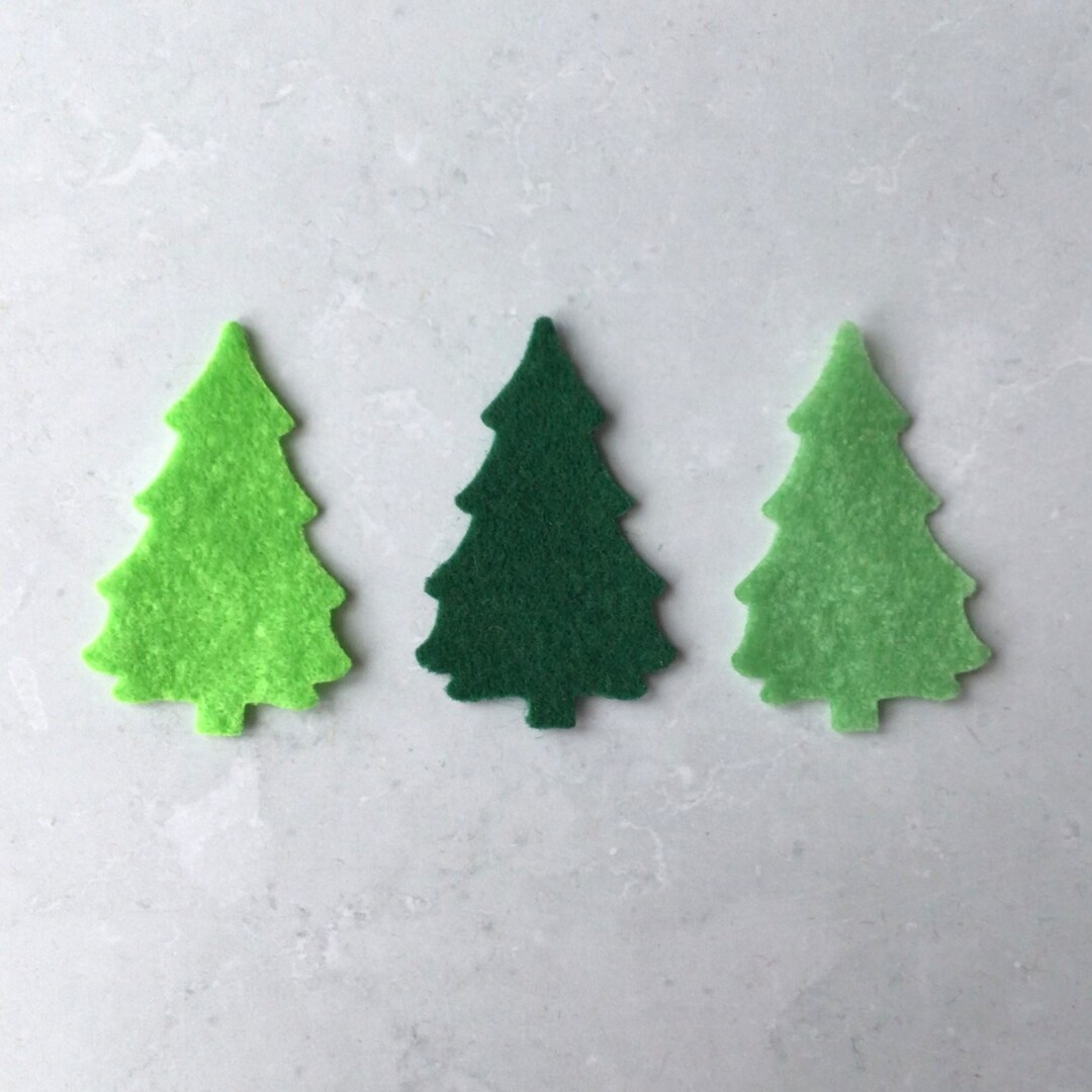 Die Cut Felt Christmas Trees, Handmade Embellishments (5.25 X 3.25 Cm ...