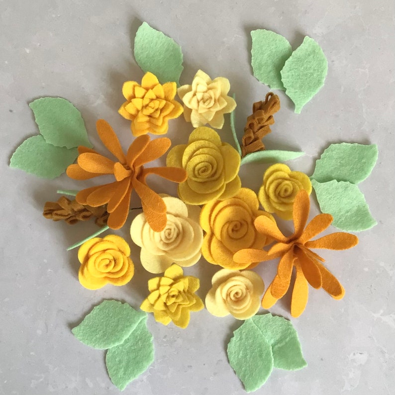 Yellow and Lemon Felt Flower Kit Die Cut Felt Flowers - Etsy