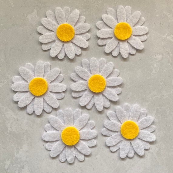 White Felt Daisies, LARGE, Die Cut Felt Daisy Flowers by LilacSprig ...