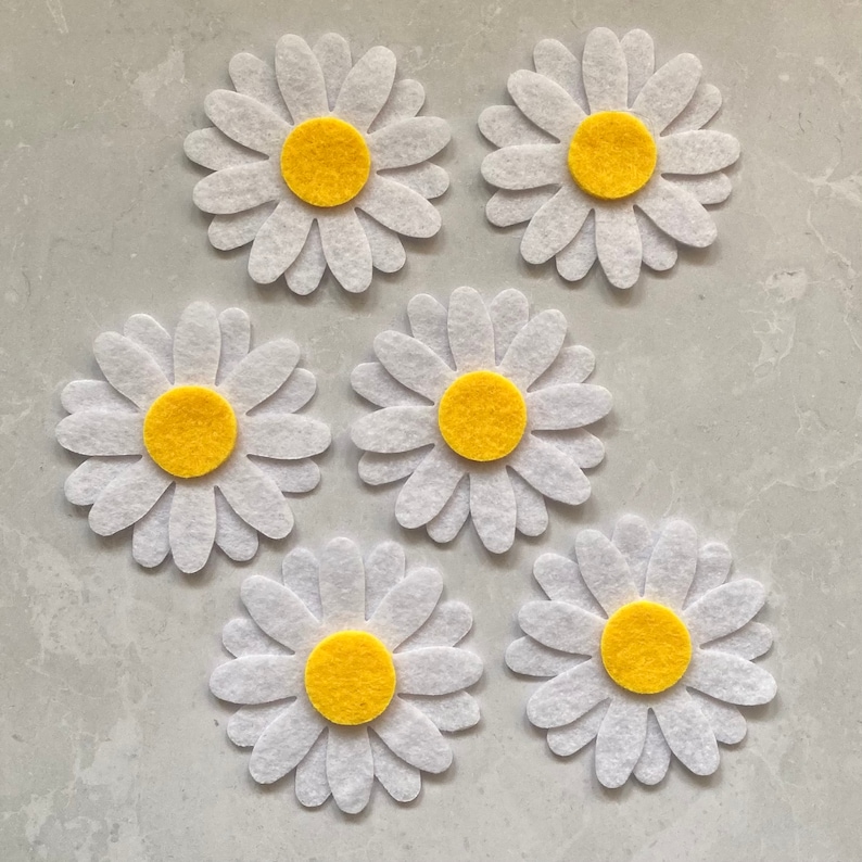 White Felt Daisies LARGE Die Cut Felt Daisy Flowers | Etsy UK