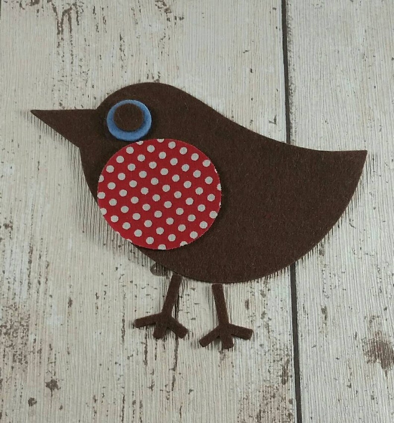 Felt Die Cut Retro Robins LARGE with Red Polka Dot Breast | Etsy
