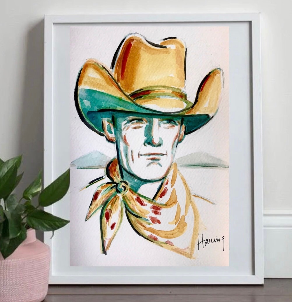 Cowboy Western Art Portrait Rodeo Print - Etsy