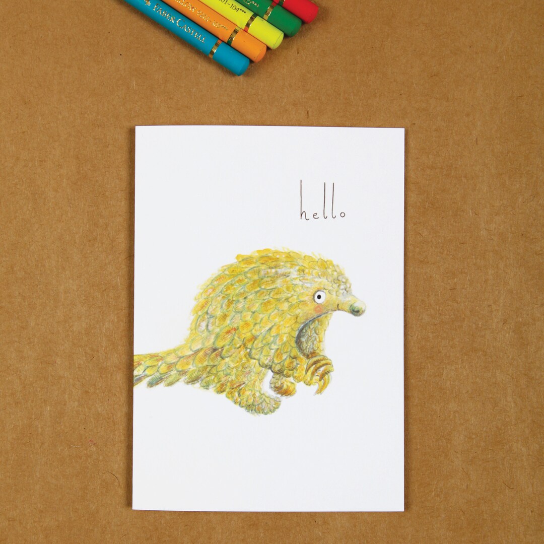 Hello Pangolin Greeting Card - Etsy