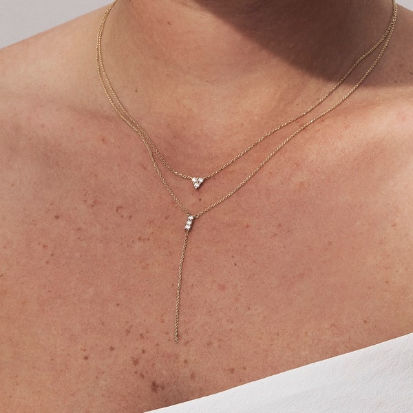 Diamond Lariat Necklace - Etsy