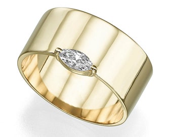 Wide Diamond Ring - Etsy