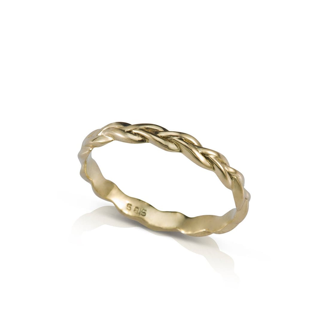Braided Wedding Band Thin Gold Braid Ring Unique Wedding - Etsy