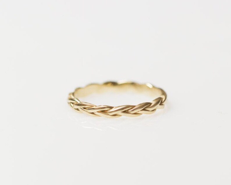 Braided Wedding Band Thin Gold Braid Ring Unique Wedding - Etsy