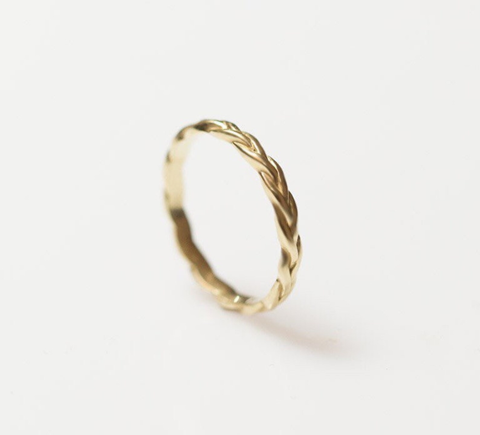Braided Wedding Band Thin Gold Braid Ring Unique Wedding - Etsy