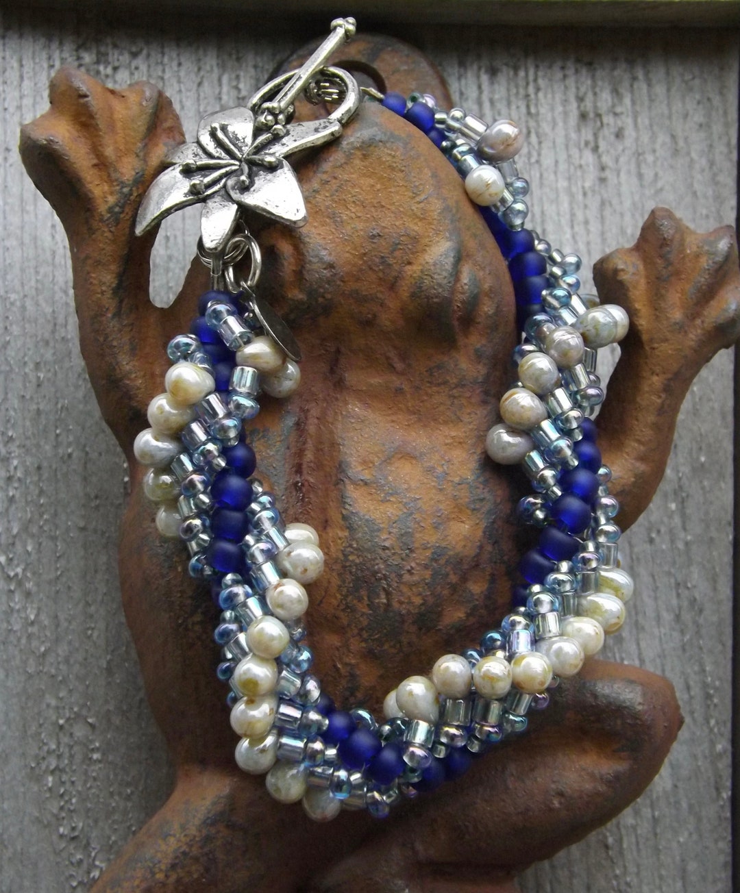 Seaside Cobalt, Indigo, Pearl Green Luster, and Navy Beaded Bracelet ...