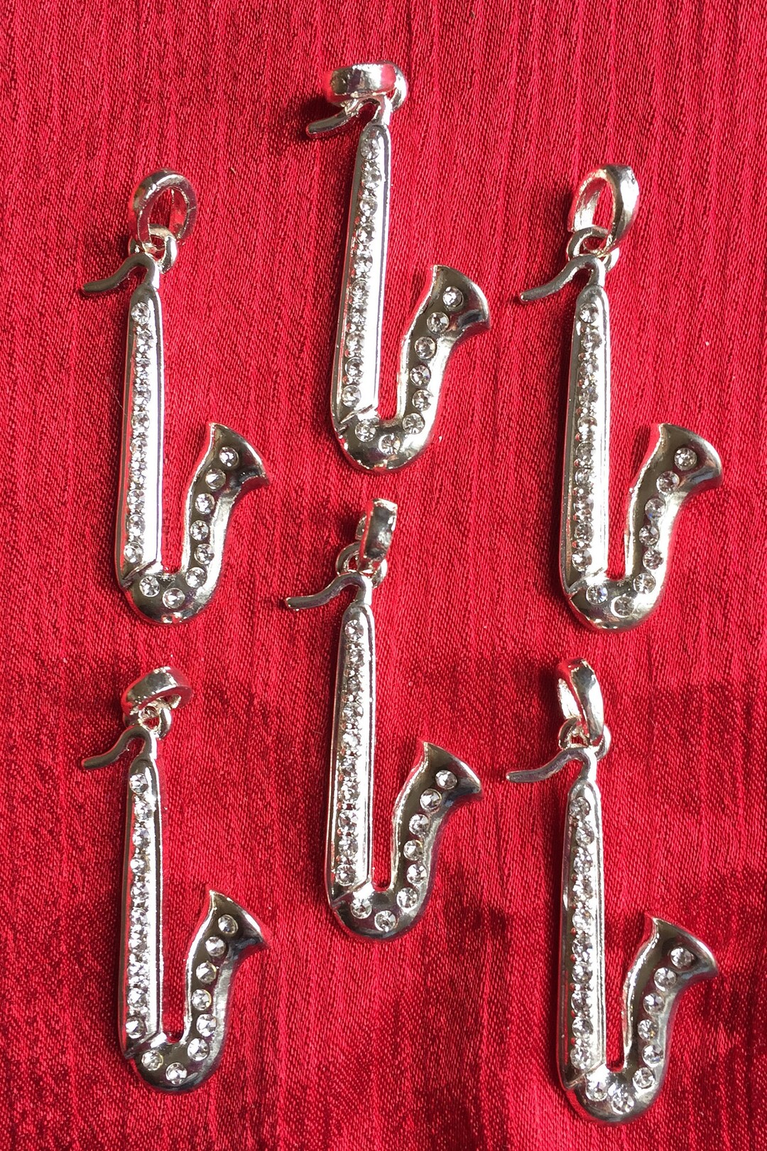 6 Alloy Saxophone Pendants Charms Silvef Tone Music Jewelry Craft ...