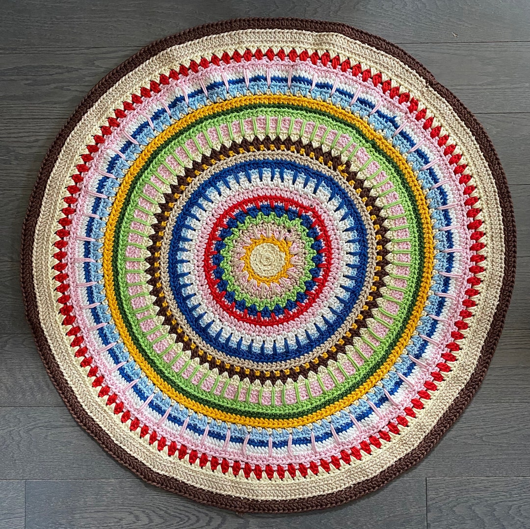 Hand Crochet Round Rug Mixed Colors 33 1/2” Diameter - Etsy