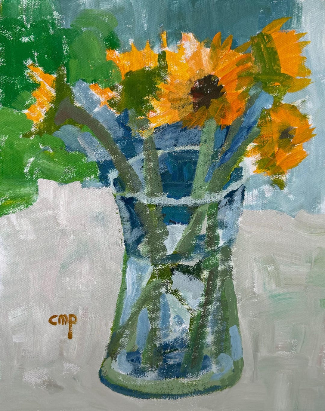 Original Acrylic Still Life Sunflowers by Christine Parker ...