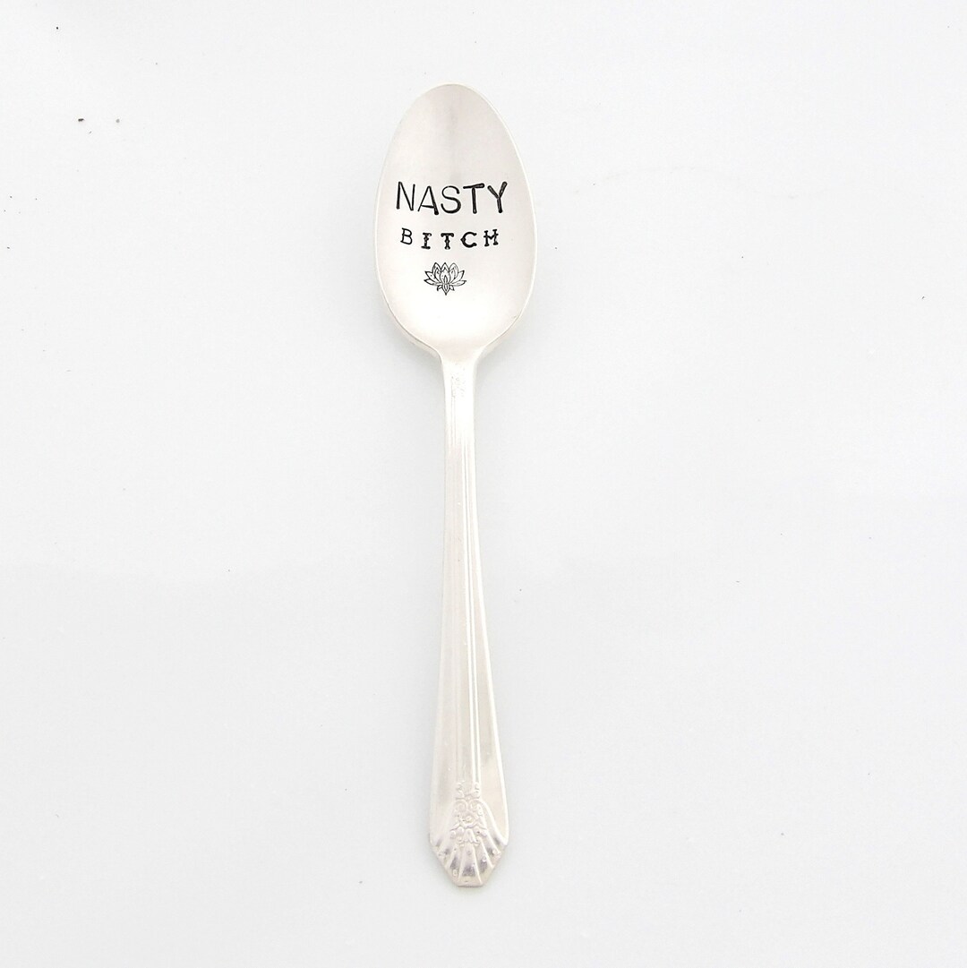 NASTY Bitch Stamped Spoon. Hand Stamped Vintage Teaspoon. Sarcastic ...