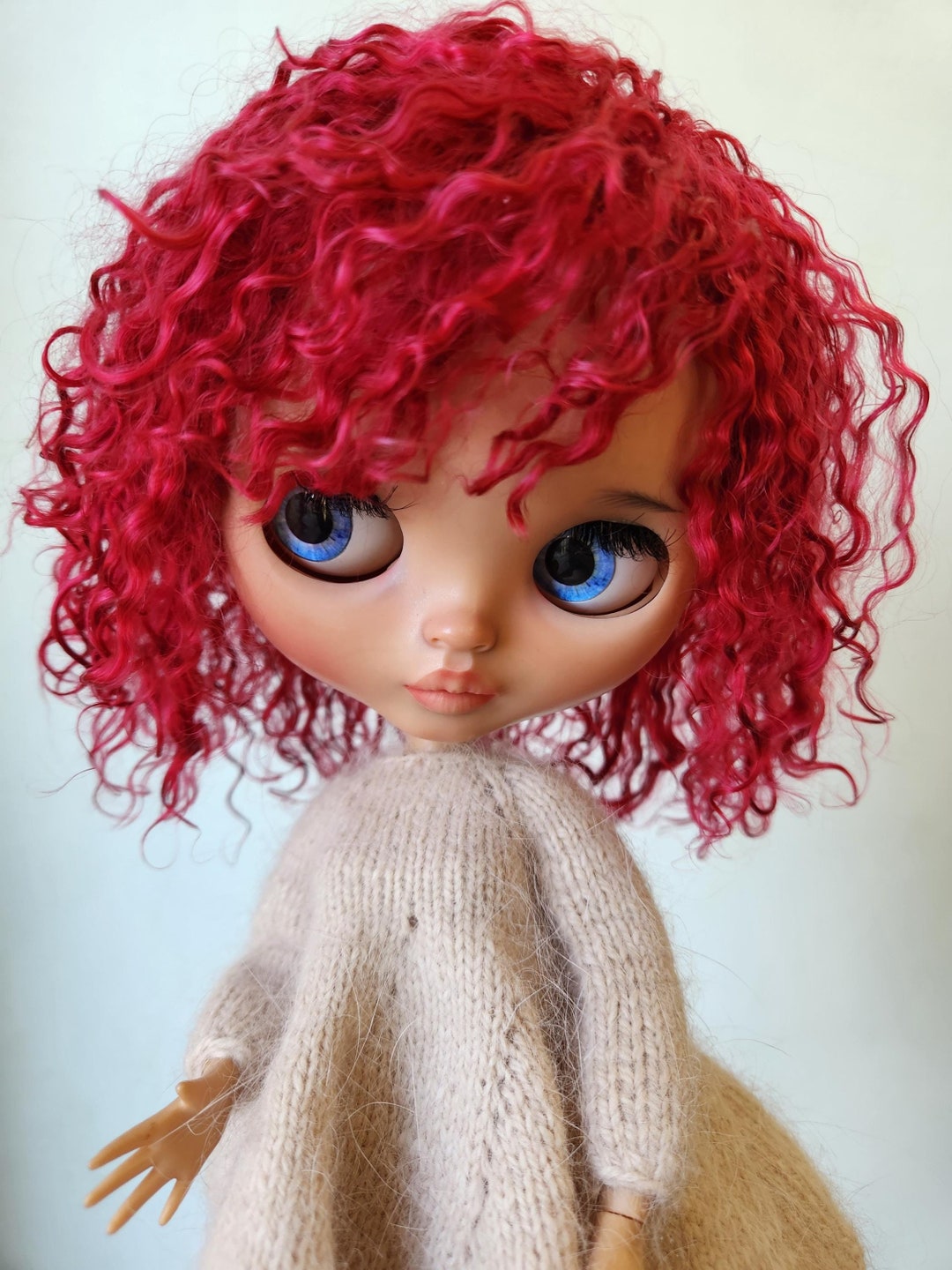 402 LUXE Class Material Kid Mohair Magenta Color Blythe Scalp TBL RBL ...