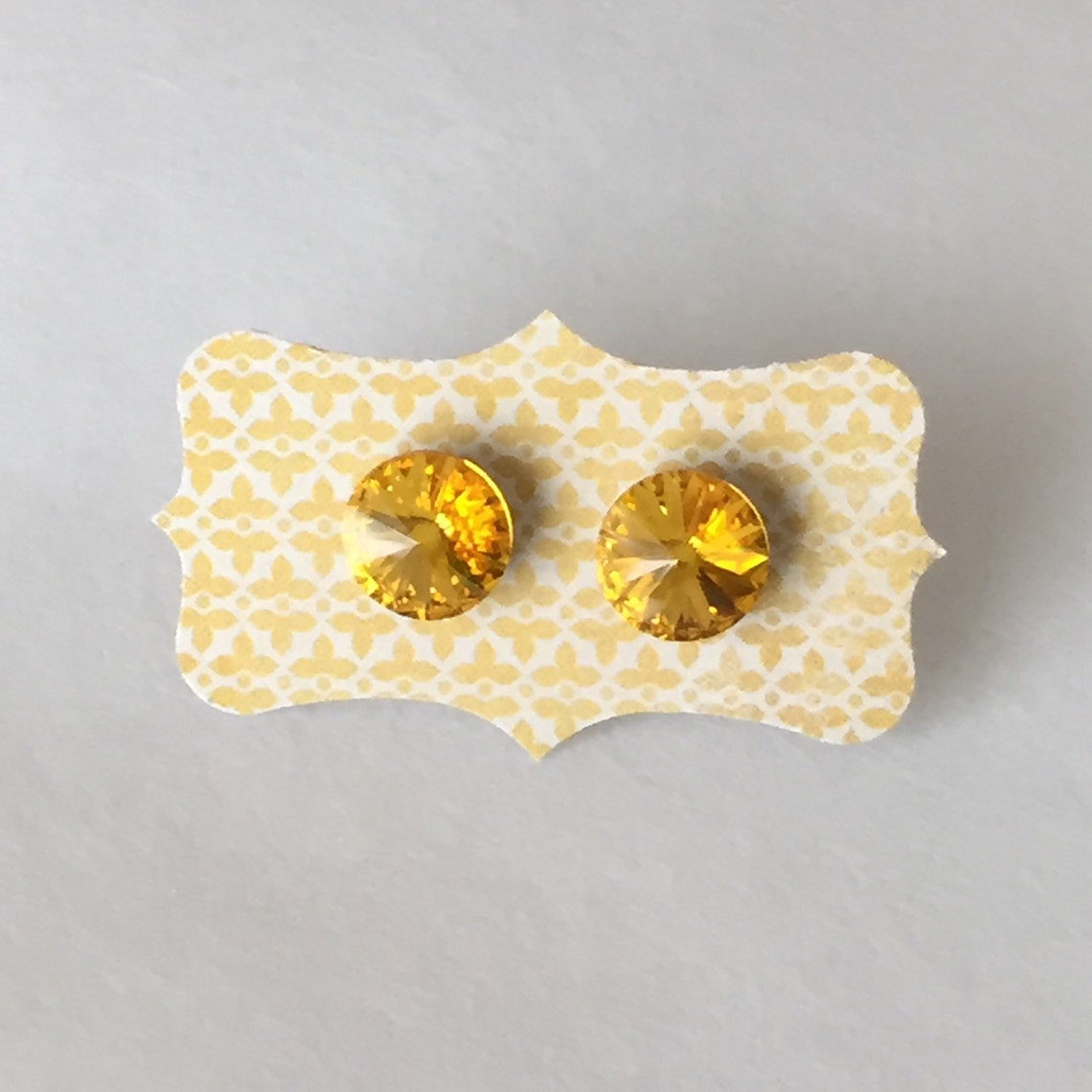 Yellow Swarovski Crystal Earrings Studs Rivoli Crystal in | Etsy