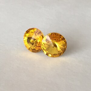 Yellow Swarovski Crystal Earrings Studs - Rivoli Crystal in Sunflower ...