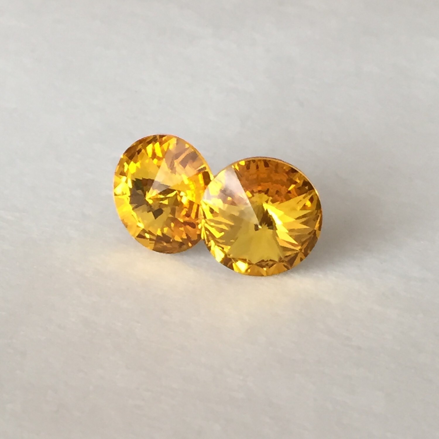 Yellow Swarovski Crystal Earrings Studs Rivoli Crystal in | Etsy