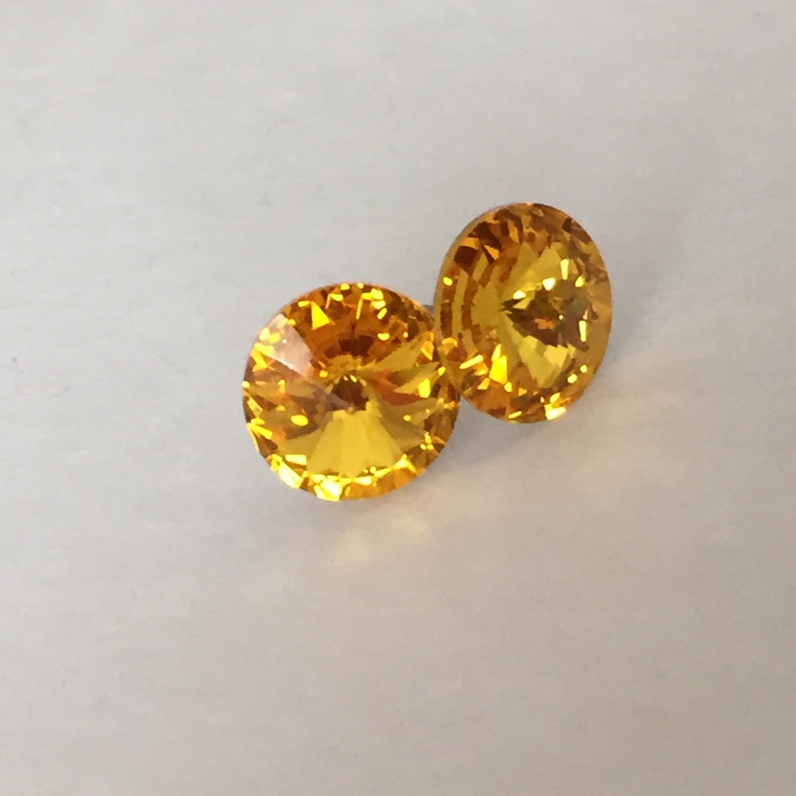 Yellow Swarovski Crystal Earrings Studs Rivoli Crystal in - Etsy