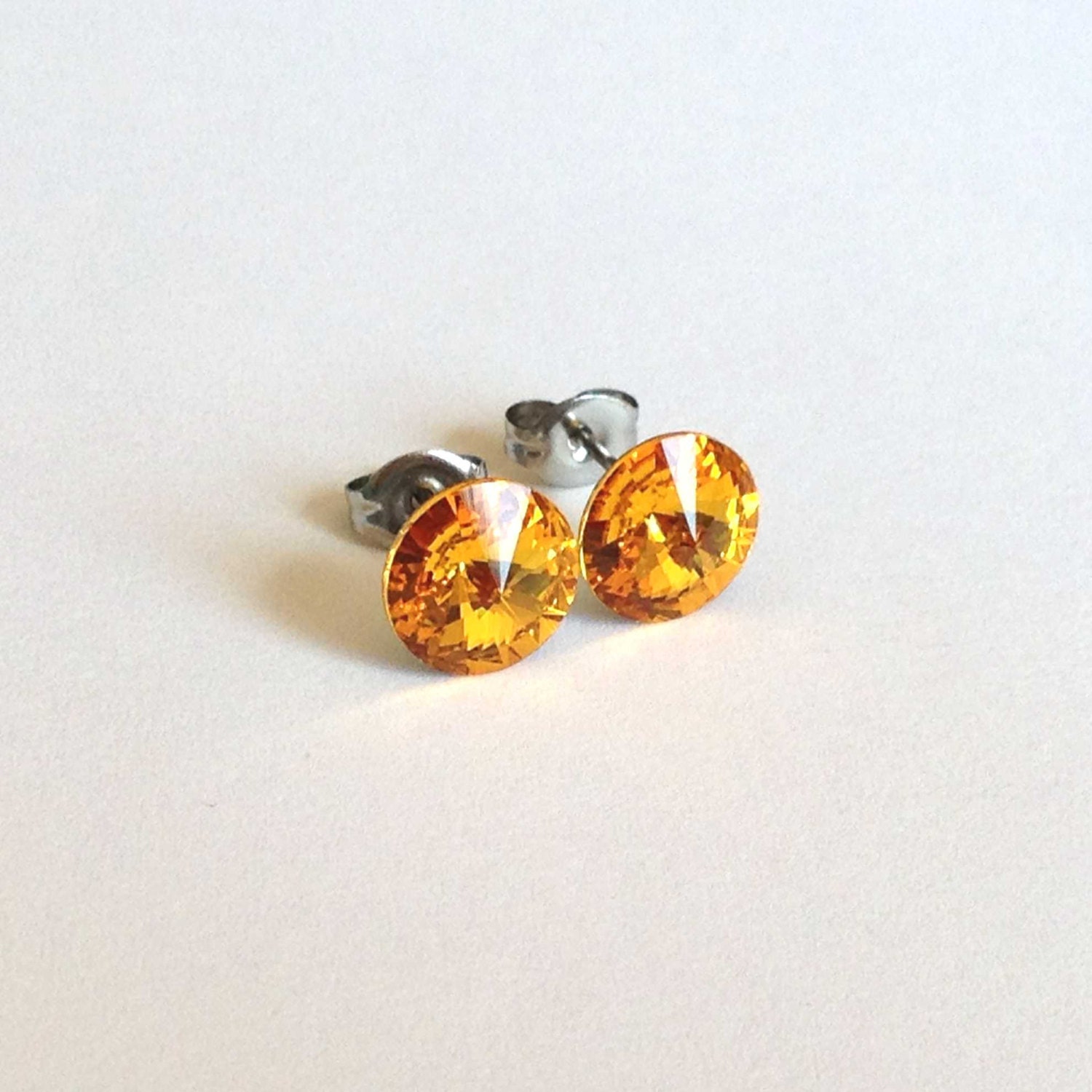 Sunflower Yellow Swarovski Crystal Earrings Studs Rivoli - Etsy