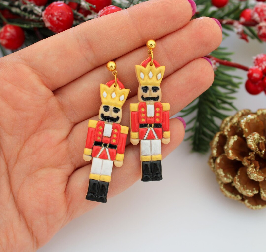 Handmade Polymer Clay Nutcracker Earrings, Christmas Jewelry - Etsy