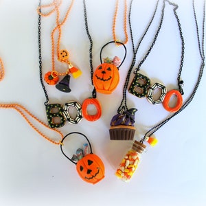 Miniature Glass Bottle Pendant, Candy Corn Bottle Necklace, Halloween ...