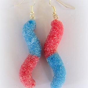 Sour Gummy Worm Earrings, Sour Worm Earrings, Candy Earrings, Polymer Clay Candy, Food Earrings ...