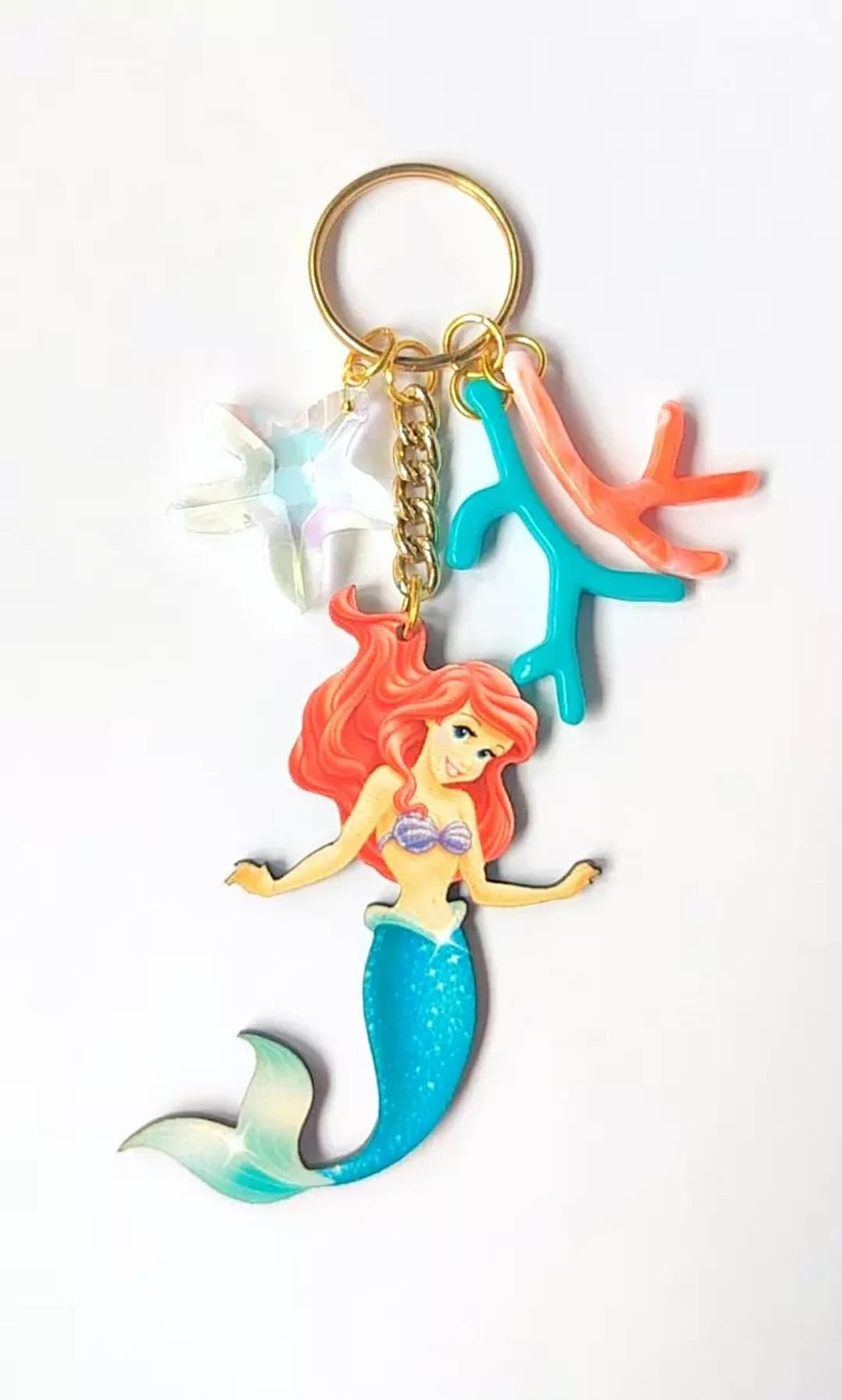The Little Mermaid Ariel Keychain, Disney Princess Keychain, Wooden ...