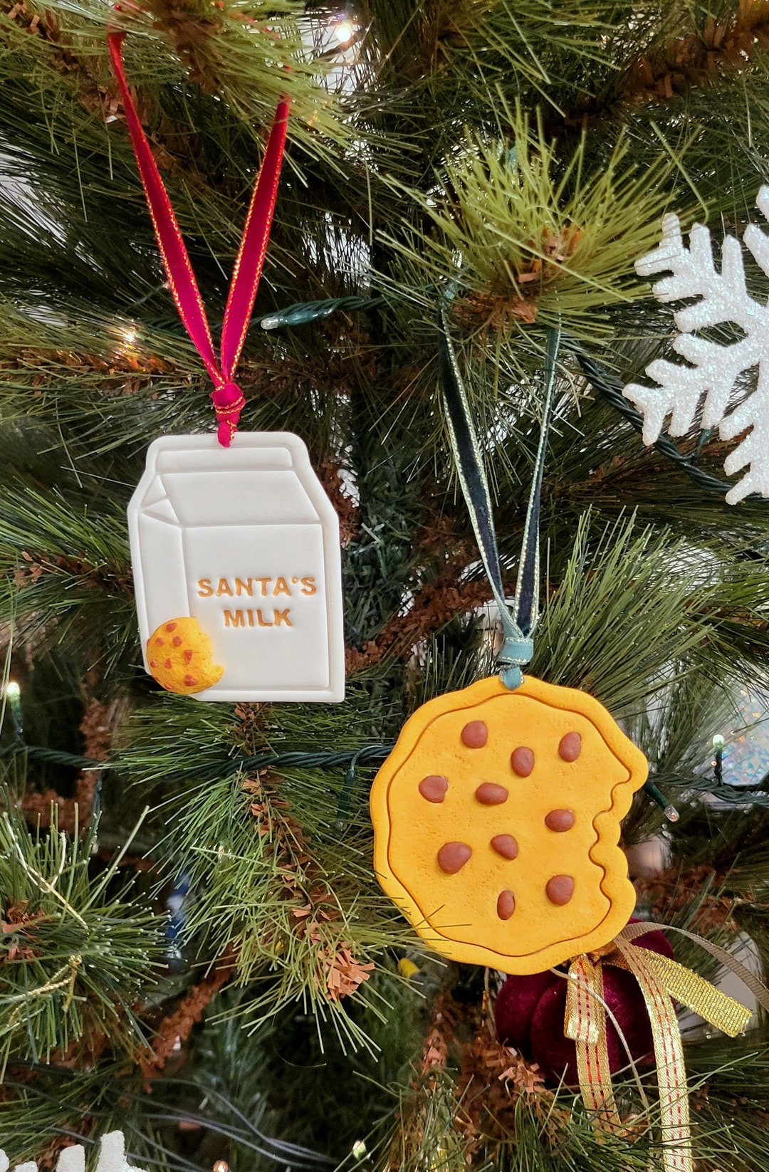 Santa's Milk & Cookie Ornament Set Polymer Clay Ornaments Handmade ...
