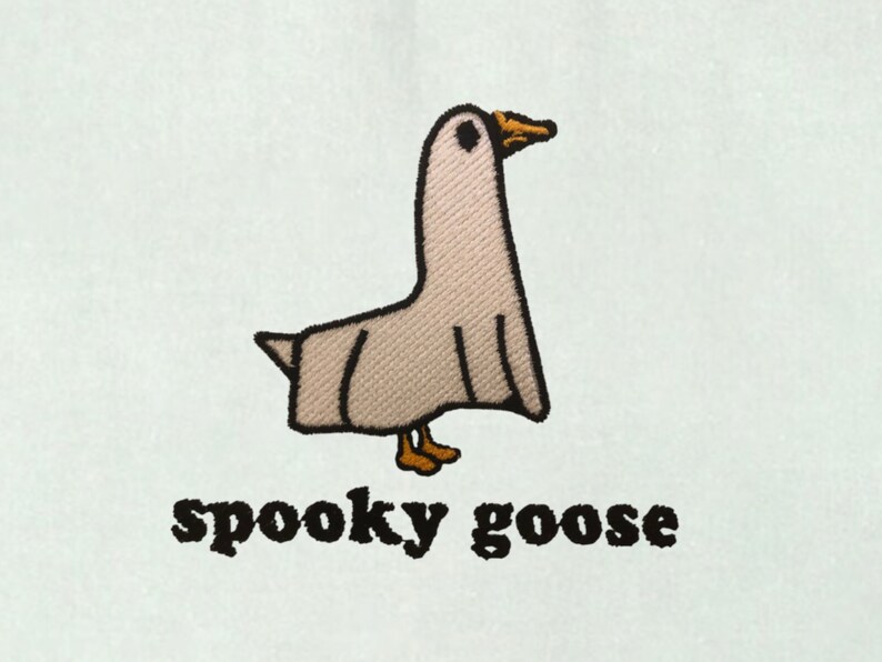 Spooky Goose Halloween Ghost Machine Embroidered White Sweatshirt. - Etsy