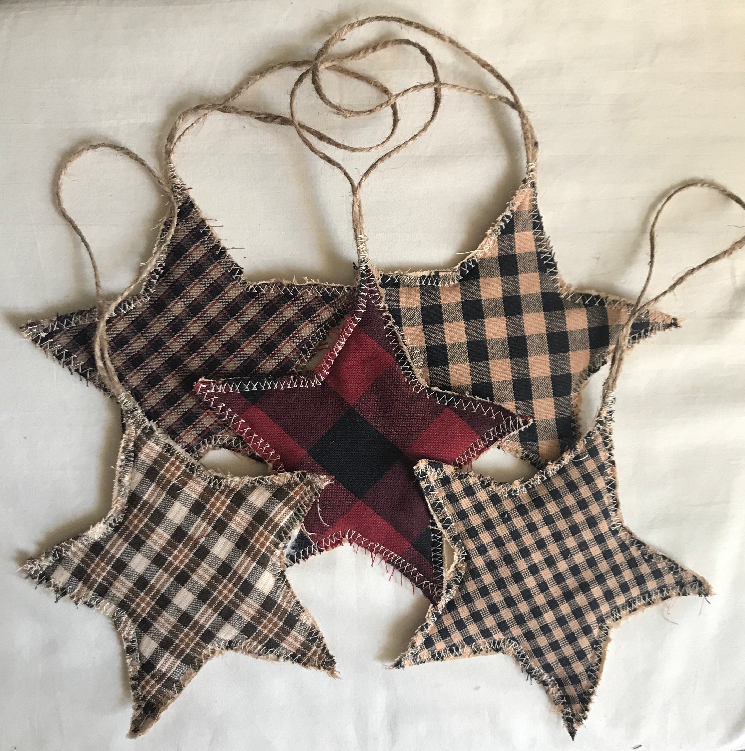 Fabric Christmas Tree Stars, Handmade, Quilted, Hanging Fabric Star ...