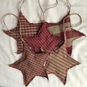 Quilted Fabric Star Ornaments: Handmade Country Primitive Set - Etsy