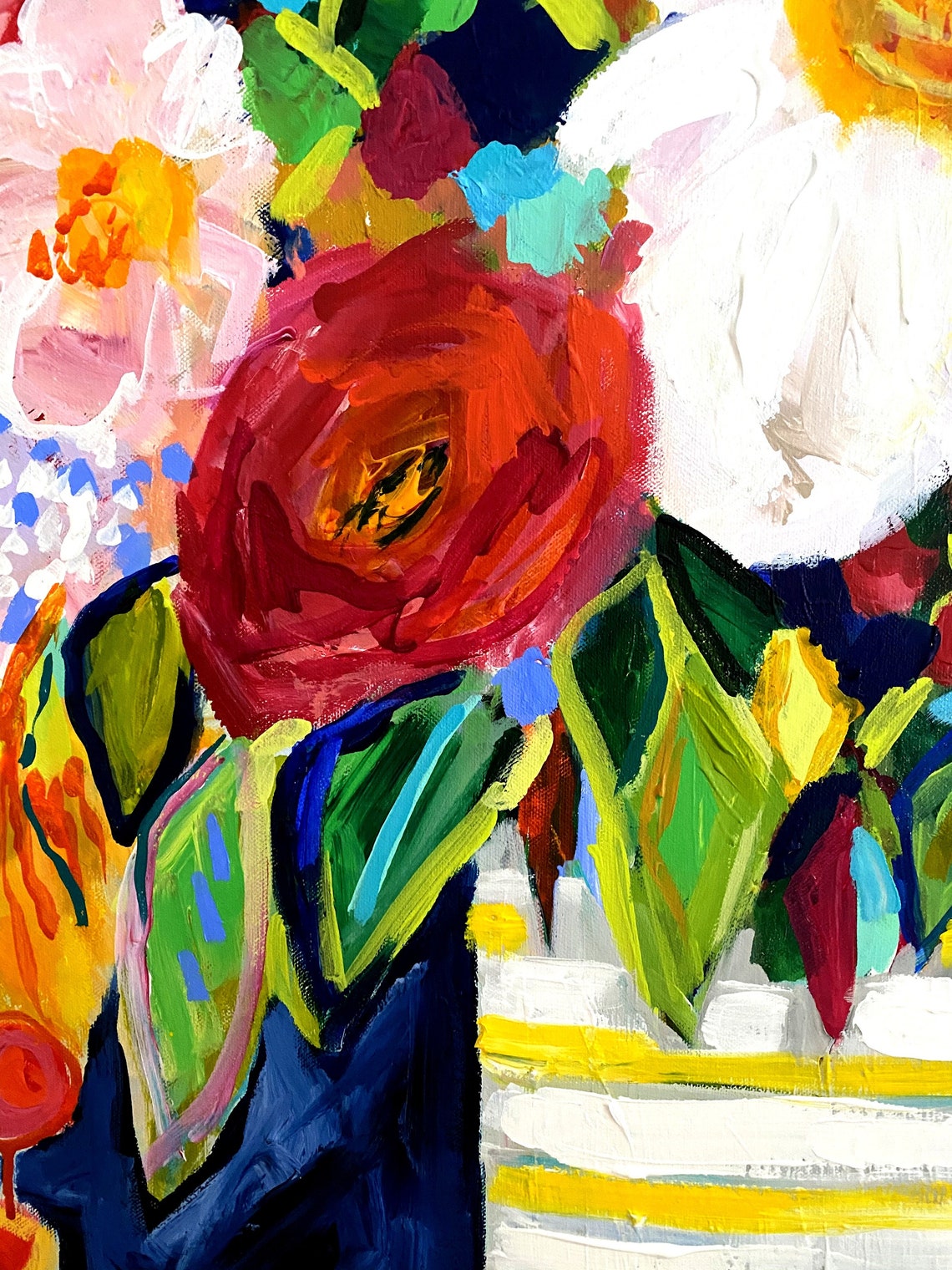 Large Bold Abstract Floral Still Life Bright Abstract Flower - Etsy