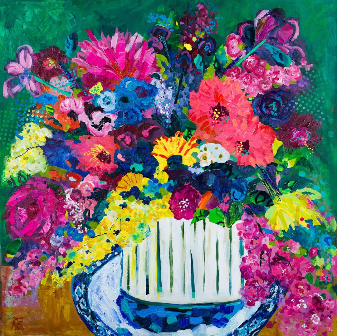 Floral Still Life, Expressionistic Flowers, Contemporary Abstract ...