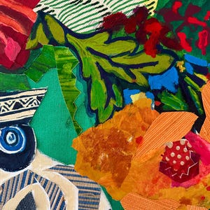 Moroccan POTTERY Floral Still Life Painting, Floral Collage Art ...