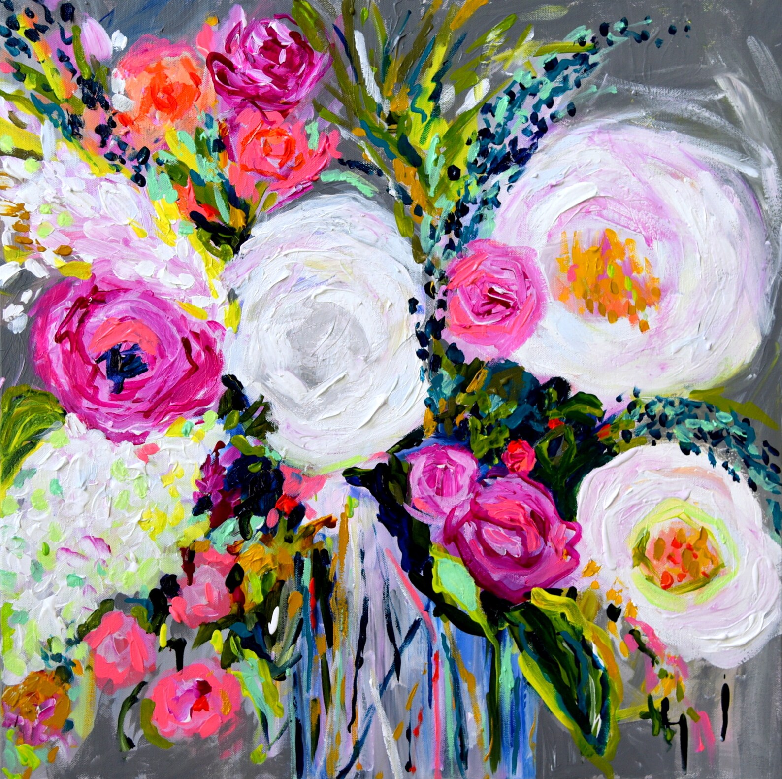 Fine Art Print, Colorful Expressionistic Flowers, Abstract Floral, Bold ...