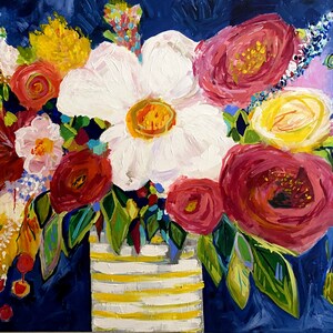 Large Bold Abstract Floral Still Life Bright Abstract Flower GICLEE ...