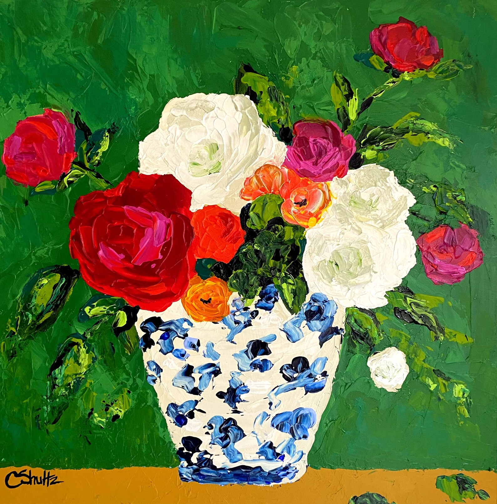 Still Life Blue and White Ginger Jar Art Colorful - Etsy