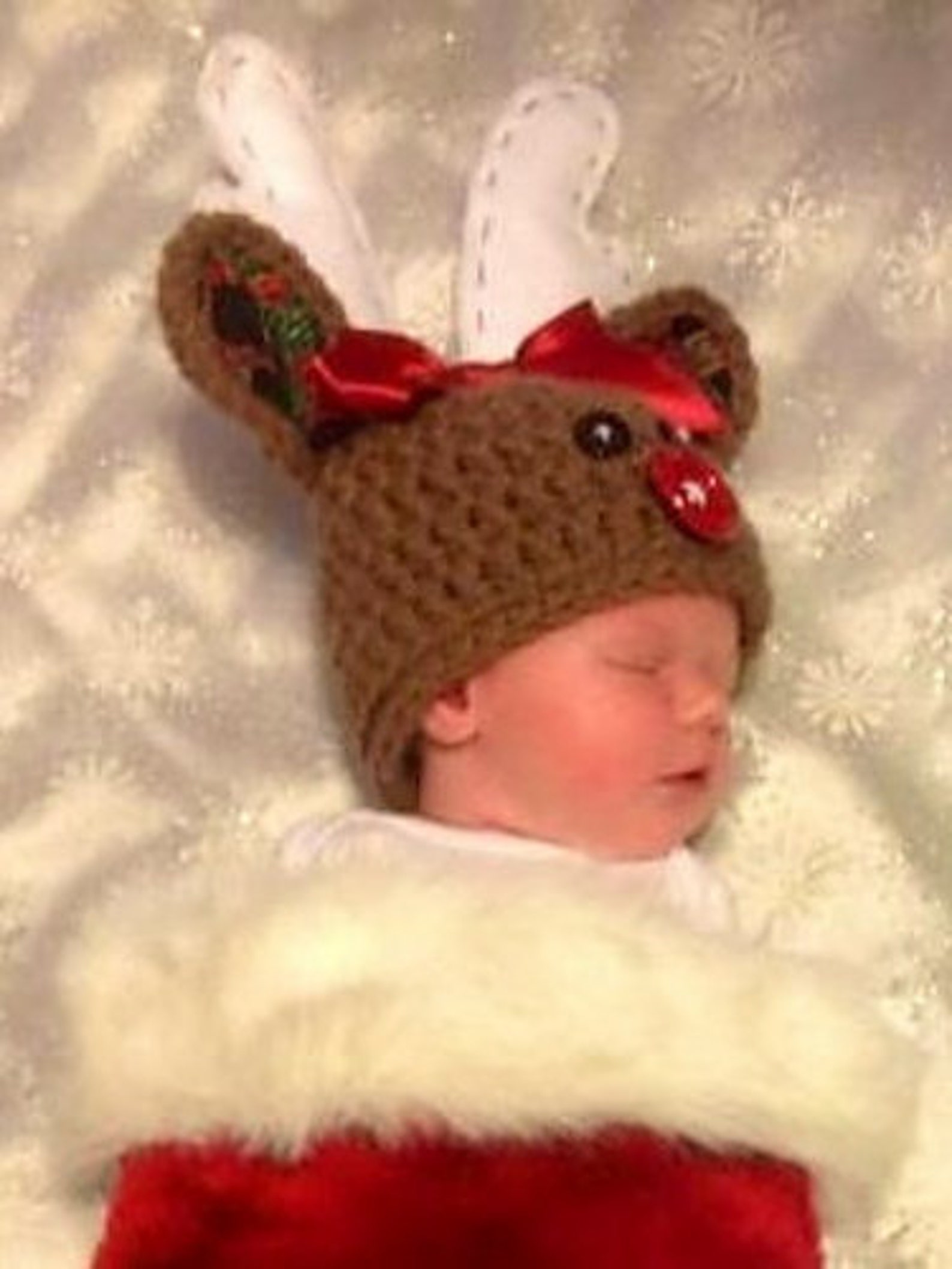 Reindeer Christmas Baby Hat for Boy or Girl CROCHET PATTERN PDF - Etsy