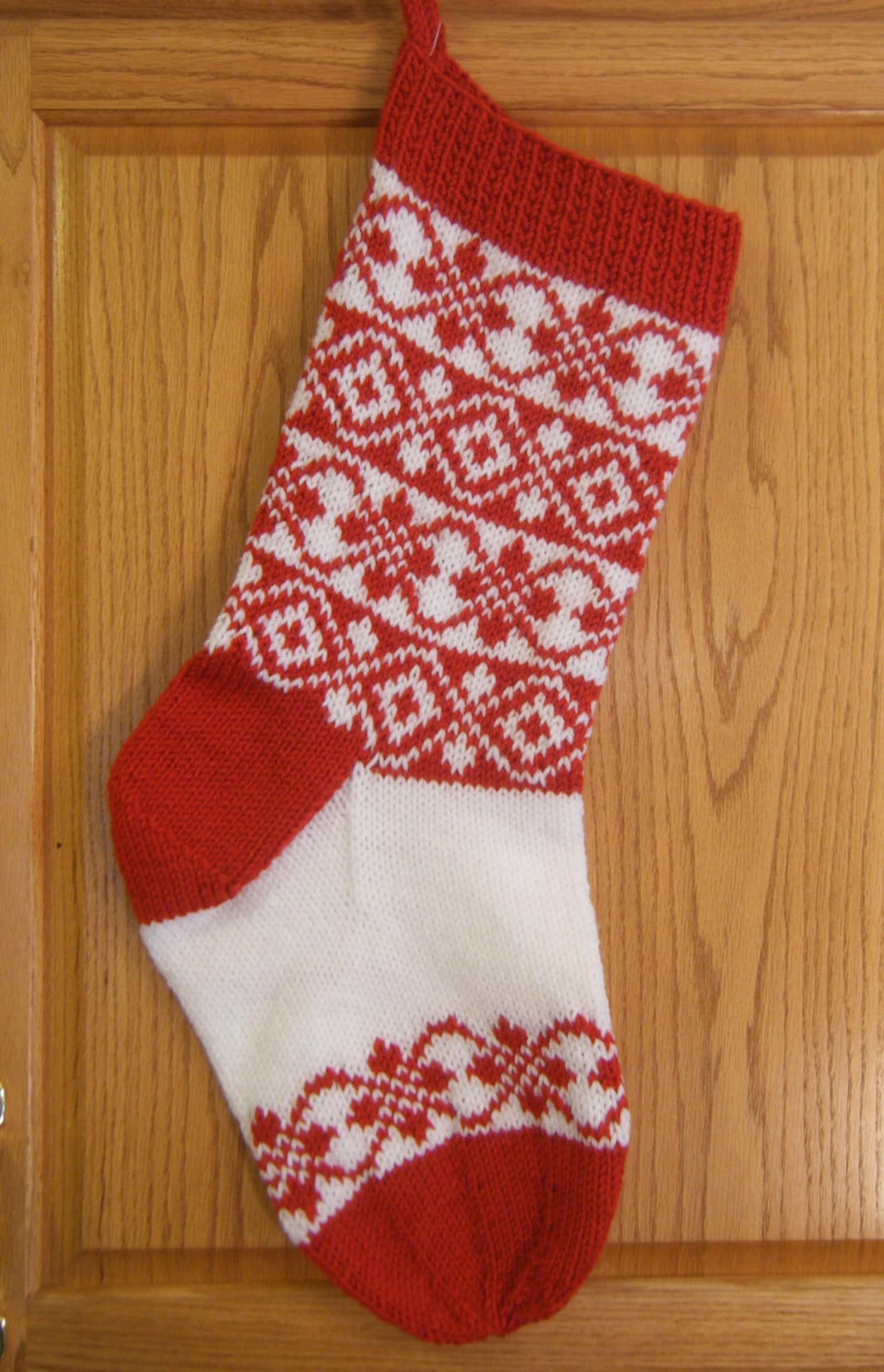 Knitting Pattern Christmas Stocking Norwegian Stranded Design Diamonds ...