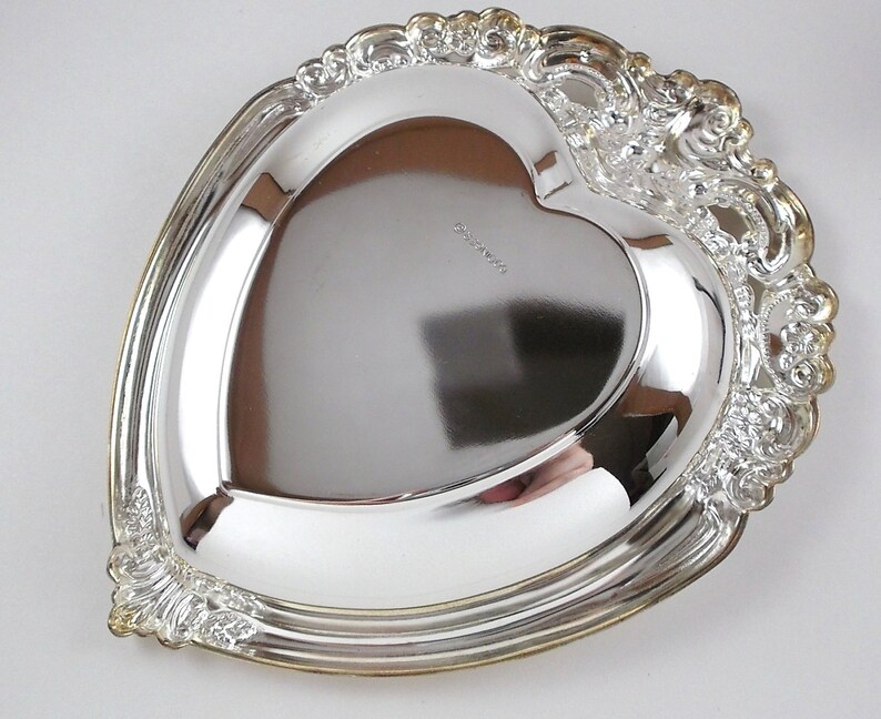 Vintage Heart Shaped Bowl Godinger Baroque Silverplate Serving Dish ...