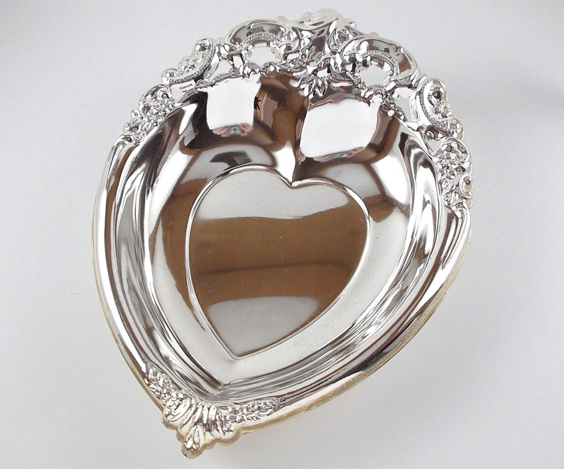 Vintage Heart Shaped Bowl Godinger Baroque Silverplate Serving Dish ...