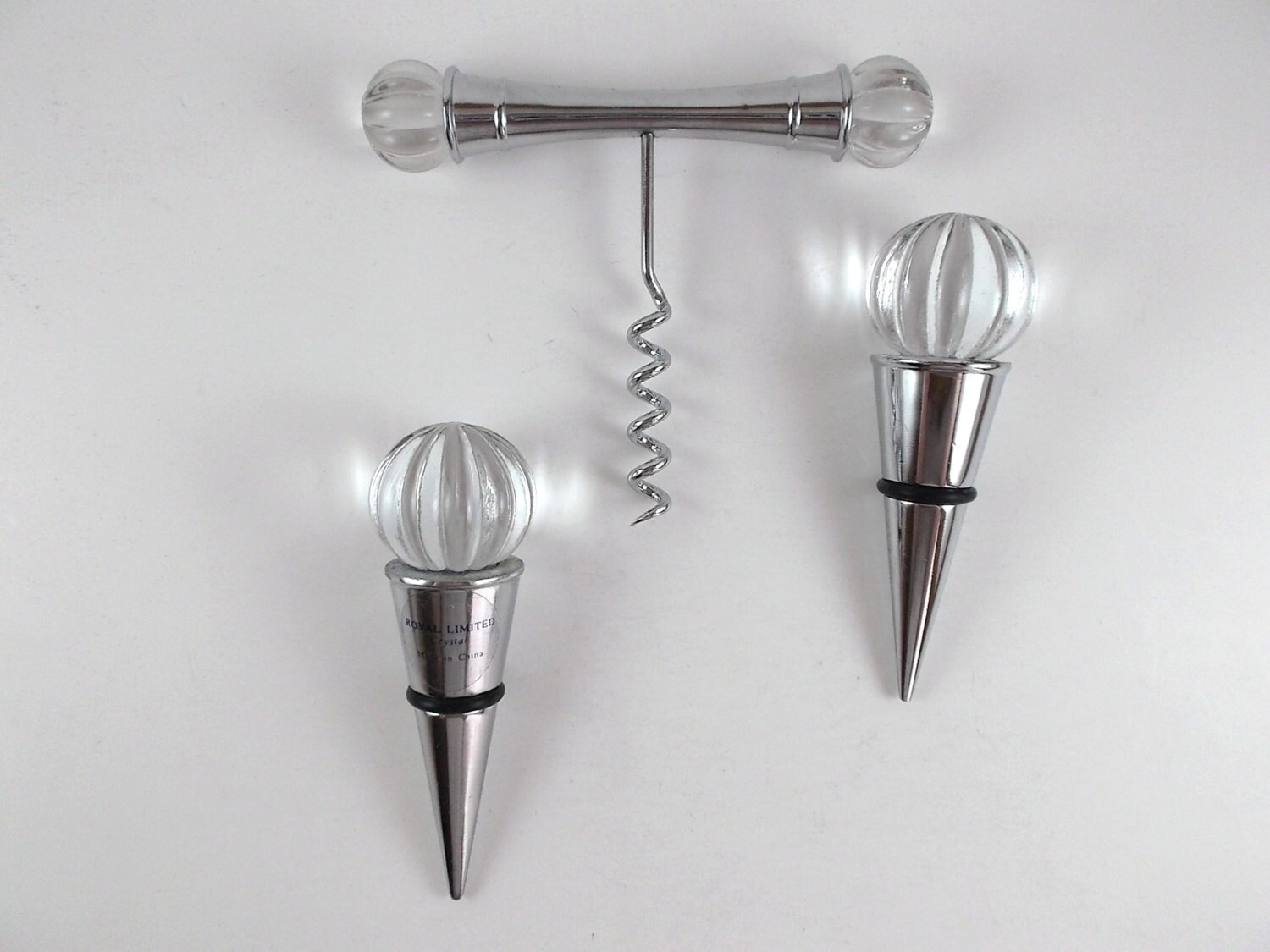 Vintage Bar Set Corkscrew and Two Toppers Royal Limited Crystal Bar Set ...