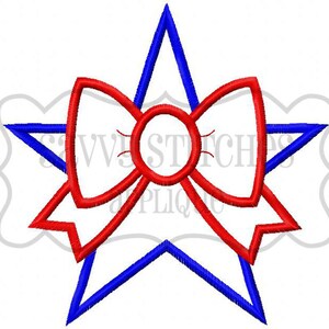 Star Bow Machine Embroidery Applique Design - Etsy