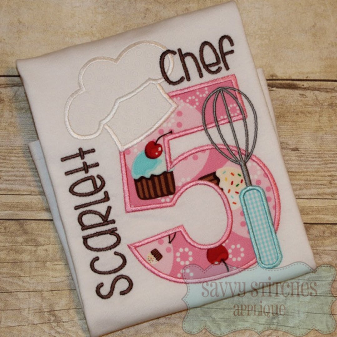 Chef Baking Numbers Machine Embroidery Applique Design - Etsy