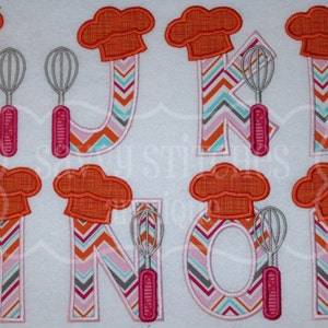 Chef Alphabet Embroidery Applique Design - Etsy