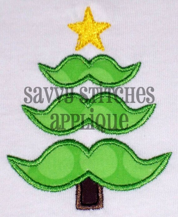Mustache Christmas Tree Embroidery Applique Design | Etsy